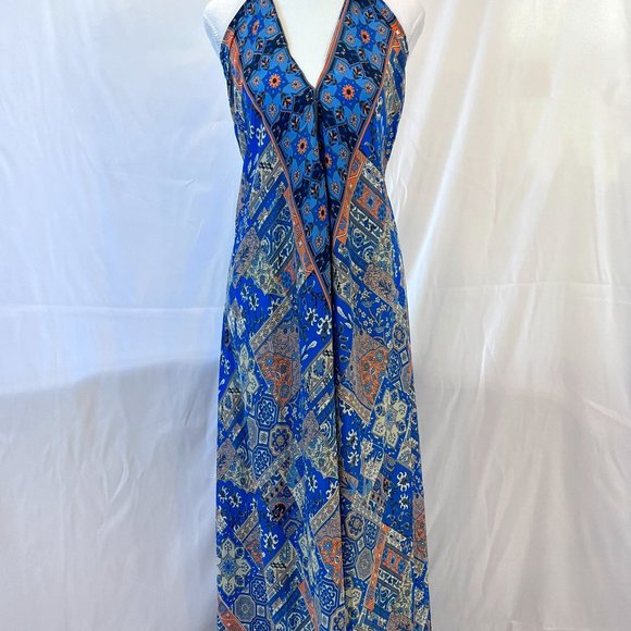 Go Gal | Dresses | Go Gal Long Silk Dress Blue | Poshmark